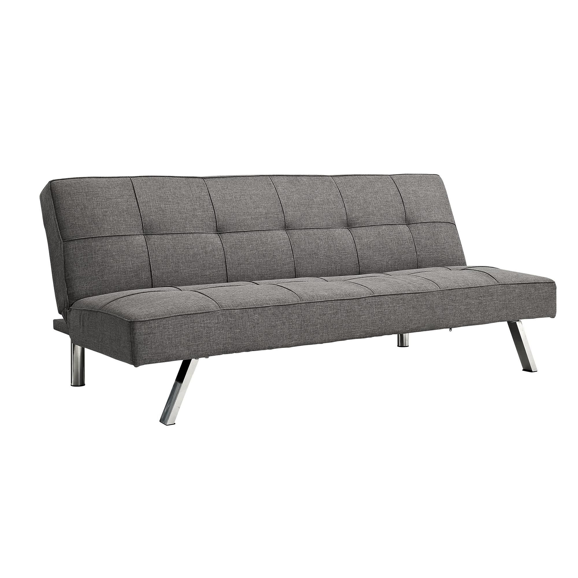 Adjustable Futon Sofa with Fabric Upholstery and Steel Legs, Gray ...