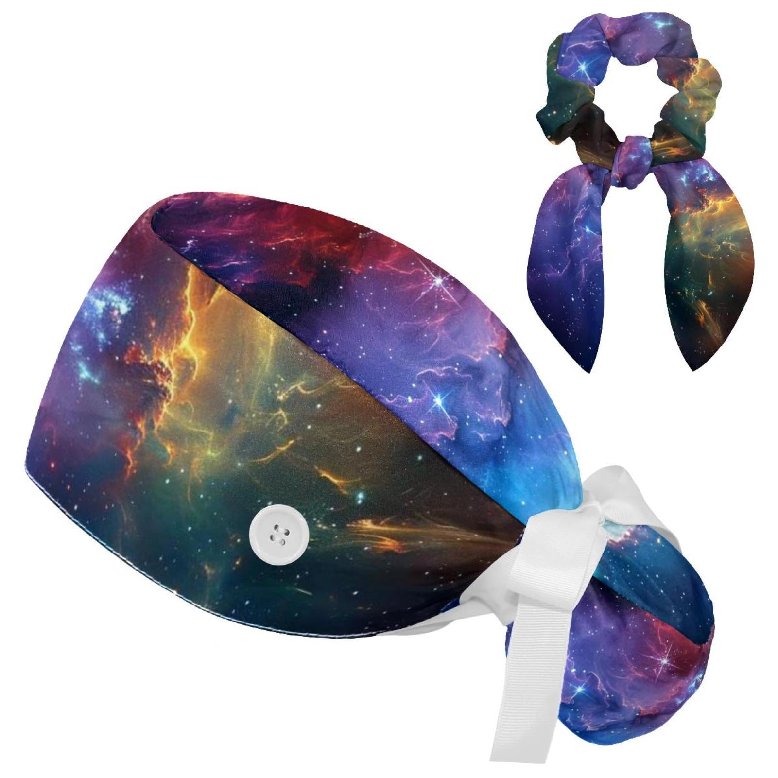 Adjustable Galactic Nebula Starscape Scrub Cap, Working Hat Hair Cover ...