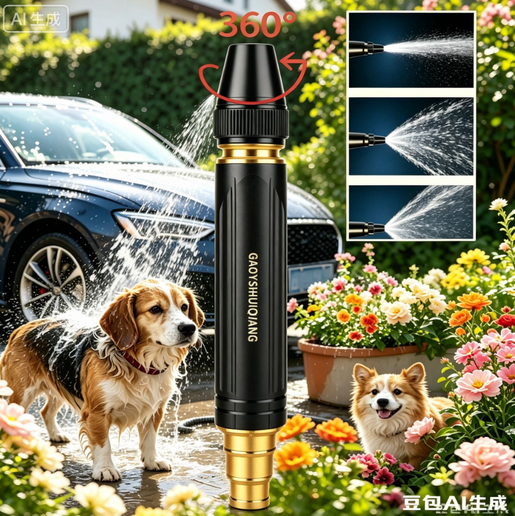 Adjustable Garden Hose Nozzle High Pressure Water Gun-Sprayer Car Wash ...
