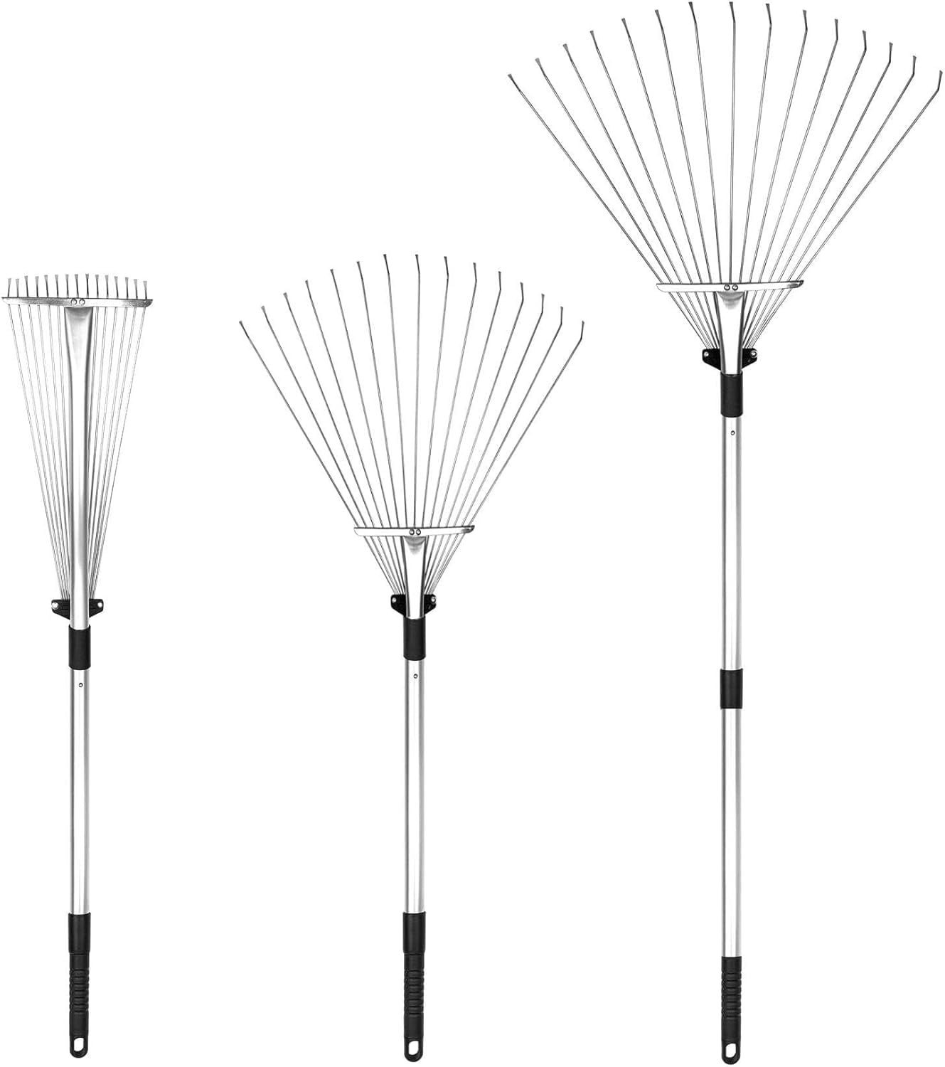 Adjustable Garden Leaf Rake - 24 to 63 Inch Telescopic Metal Rake ...