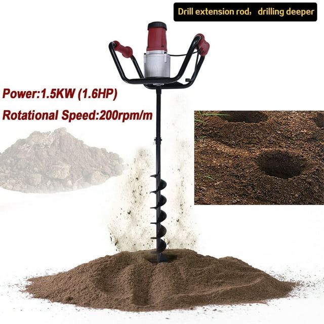 1.5KW Adjustable Auger Digging Drill Kit, Electric Post Hole Digger ...