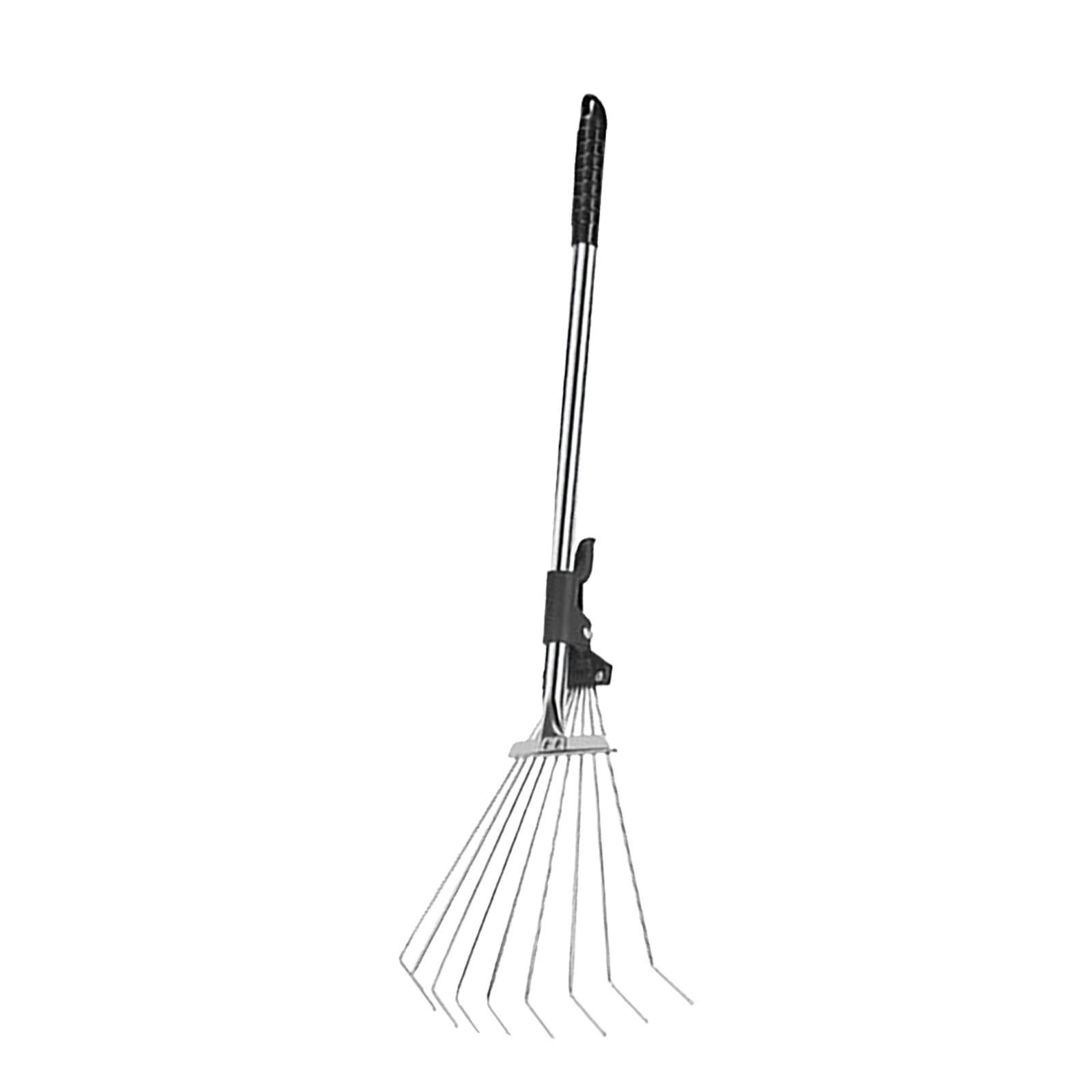 Adjustable Garden Rake with Retractable Handle, Lightweight Aluminum ...