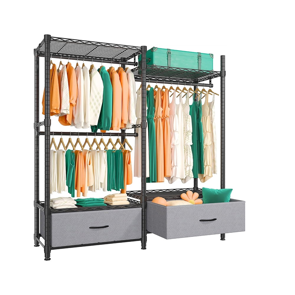 Adjustable Garment Rack, Clothing Rack with 3 Hanging Rods ...