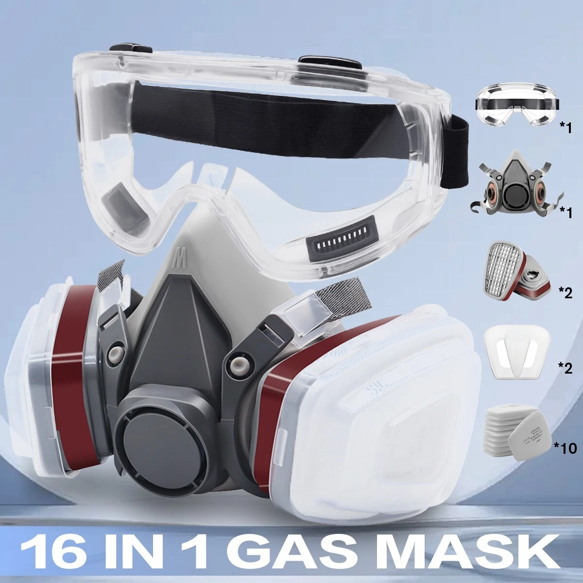 Adjustable Gas Mask Spray Painting Respirator Reusable Safety ...
