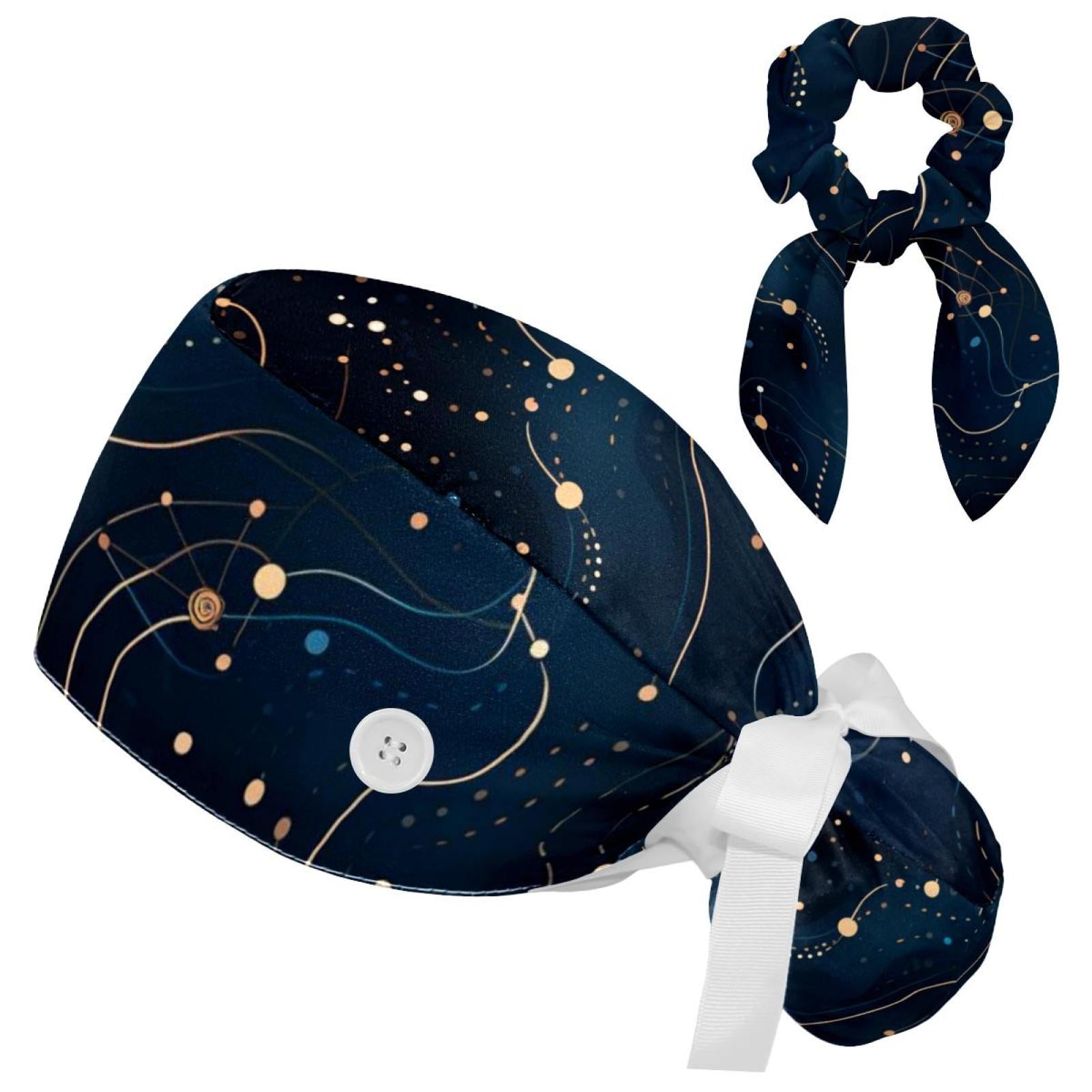 Adjustable Gemini Zodiac Signs Women Bouffant Cap with Buttons Scrub ...