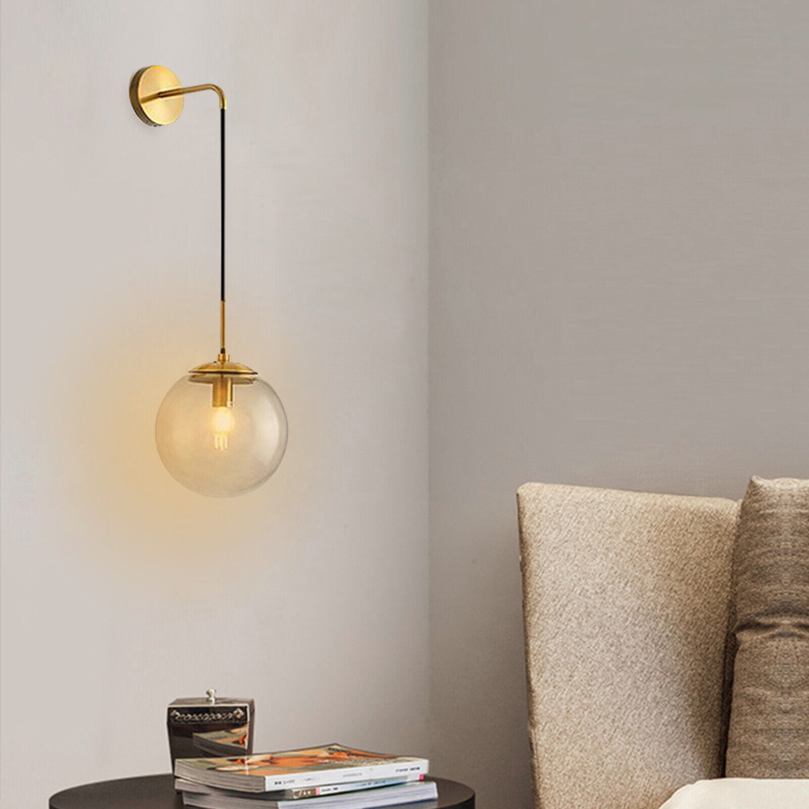Adjustable Glass Ball Wall Lamp Industrial Wall Sconce Midcentury ...