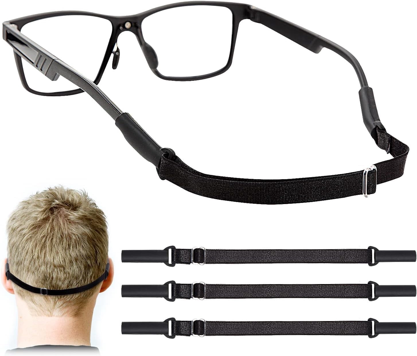 Adjustable Glasses Straps – 5 Pack No Tail Eyewear Retainer for Men ...