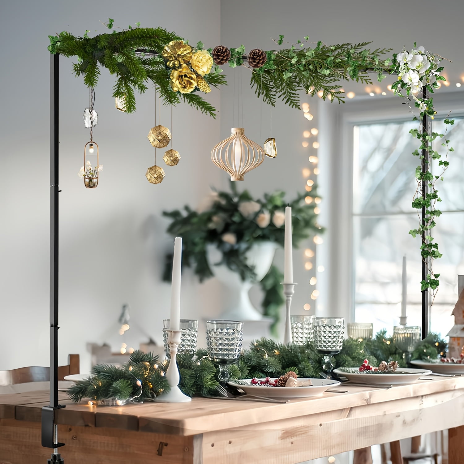 Adjustable Gold/Black Metal Tabletop Arch Stand with Clamps for ...