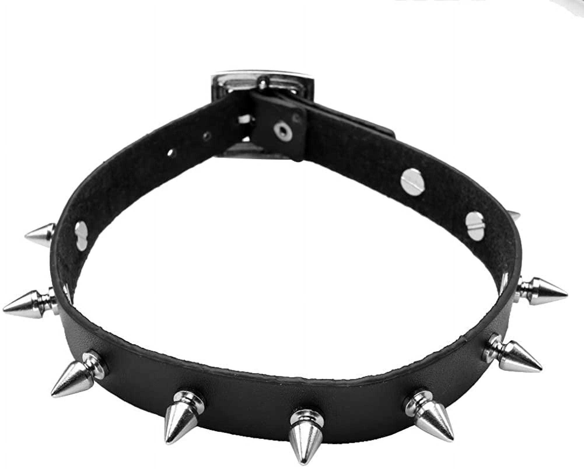 Adjustable Gothic Rivet Spike Choker Punk Rock Leather Necklace ...