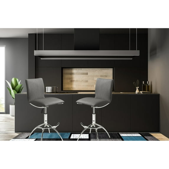 Adjustable Gray Barstools with Solid Pattern | Sturdy Chrome Metal ...