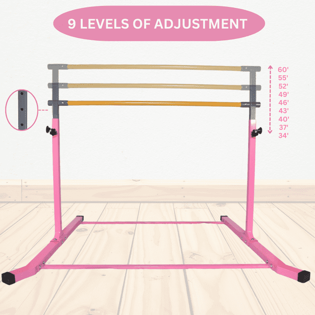 Adjustable Gymnastics Bar, 3-5 FT Height, 300 lbs Capacity, Steel ...