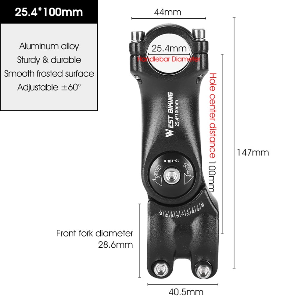 Adjustable Handlebar Stem Variable 60 Degree Angle Aluminum Alloy Bike ...