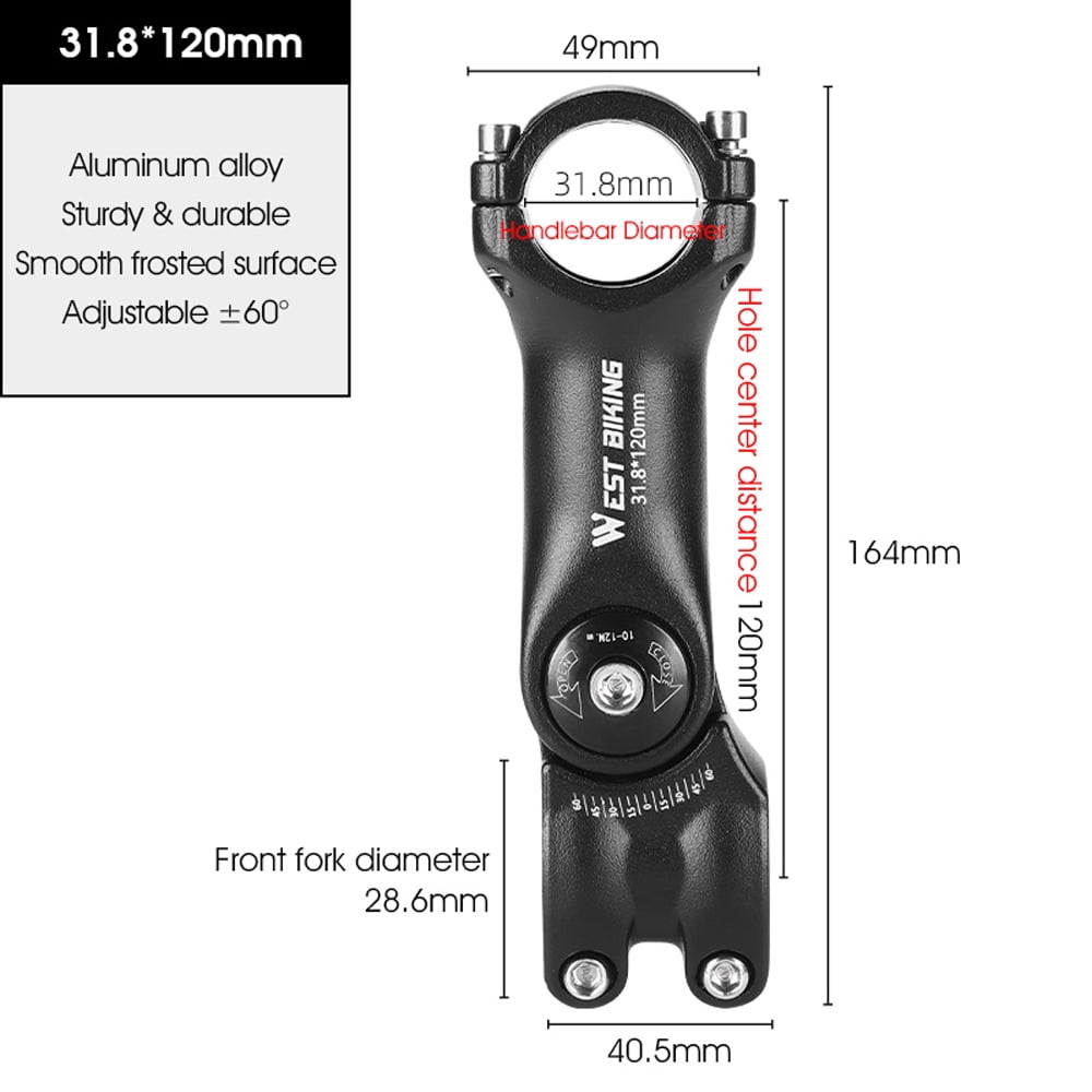 Adjustable Handlebar Stem Variable 60 Degree Angle Aluminum Alloy Bike ...