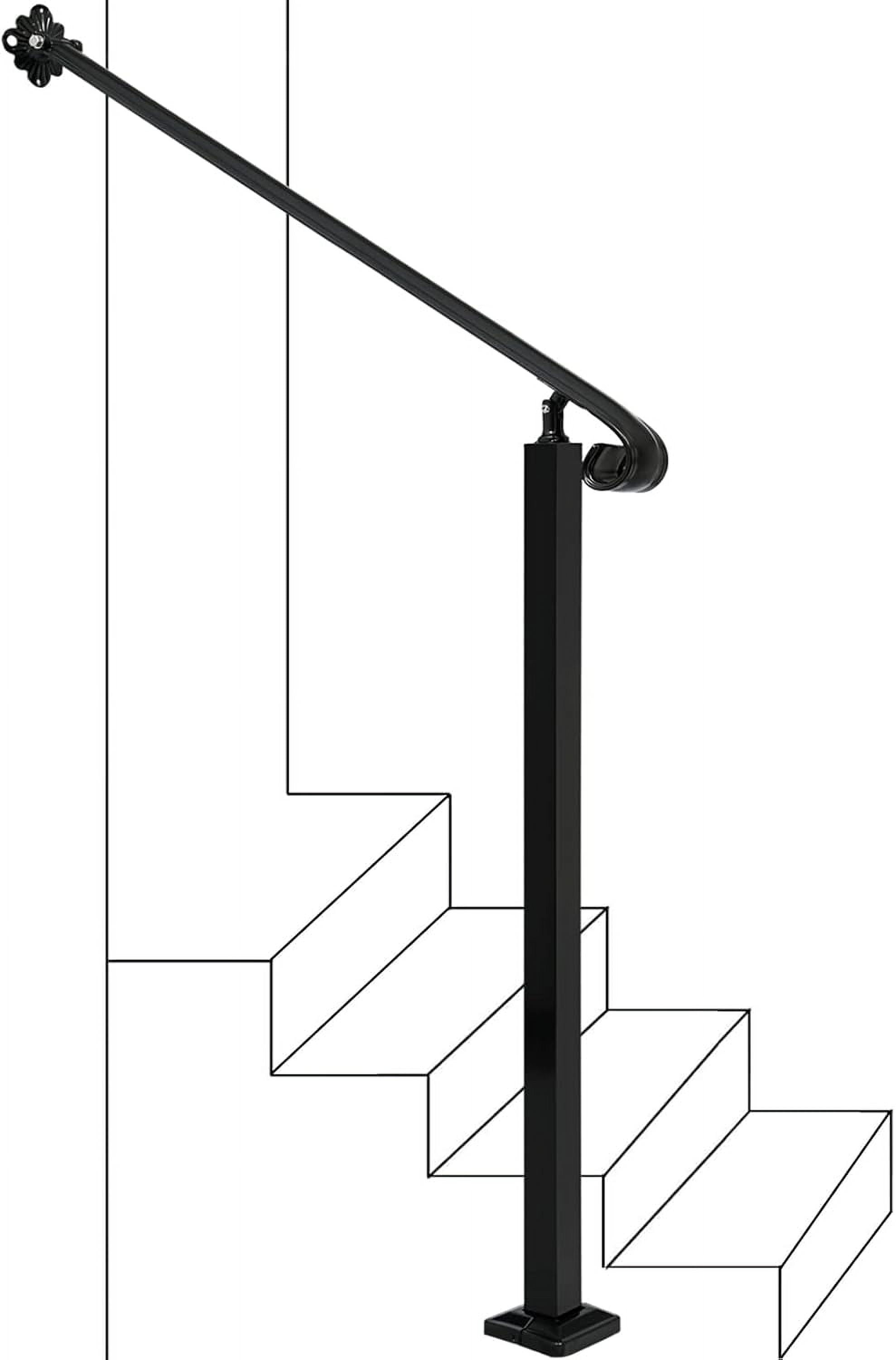 Adjustable Handrail 1-3 Step, Wall&Floor Mounted Wrought Iron Handrails ...