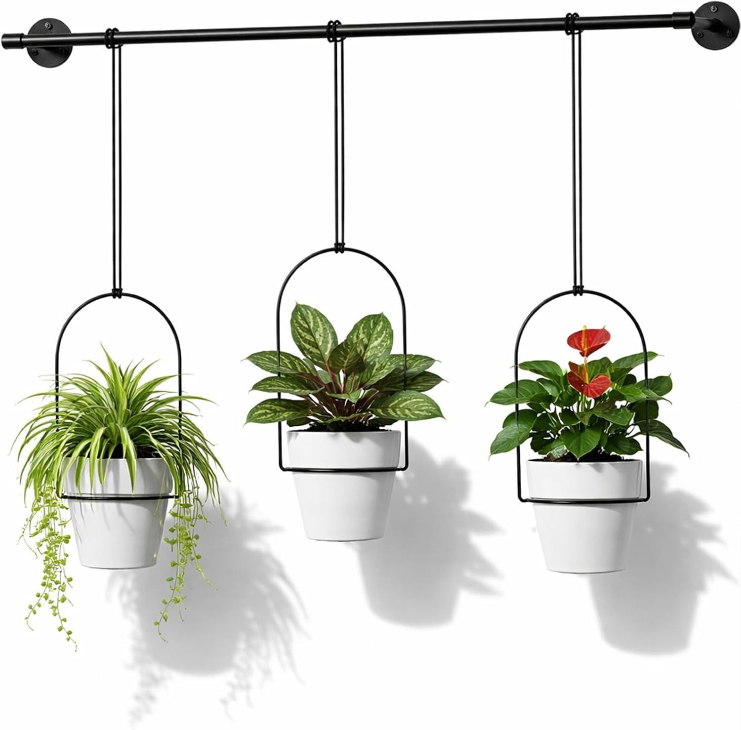 Adjustable Hanging Window Planter Set, Metal Rod Plant Hanger with 3 ...