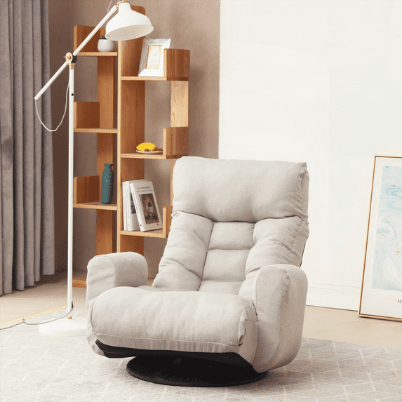 Adjustable Head & Waist Game Chair - 1-Piece Solid Wood Lounge Chair ...