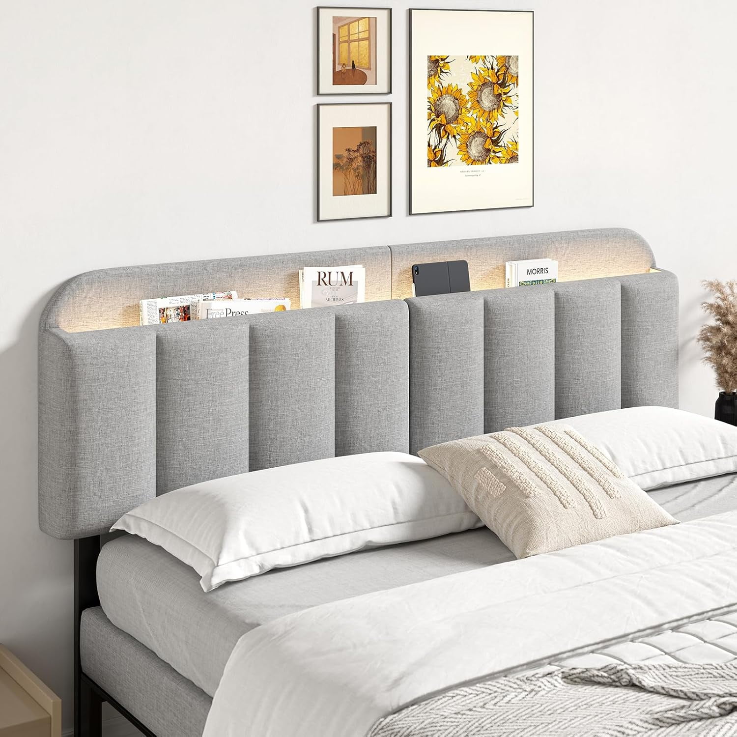 Adjustable Headboard for King/California King Size Bed Frame, Linen ...