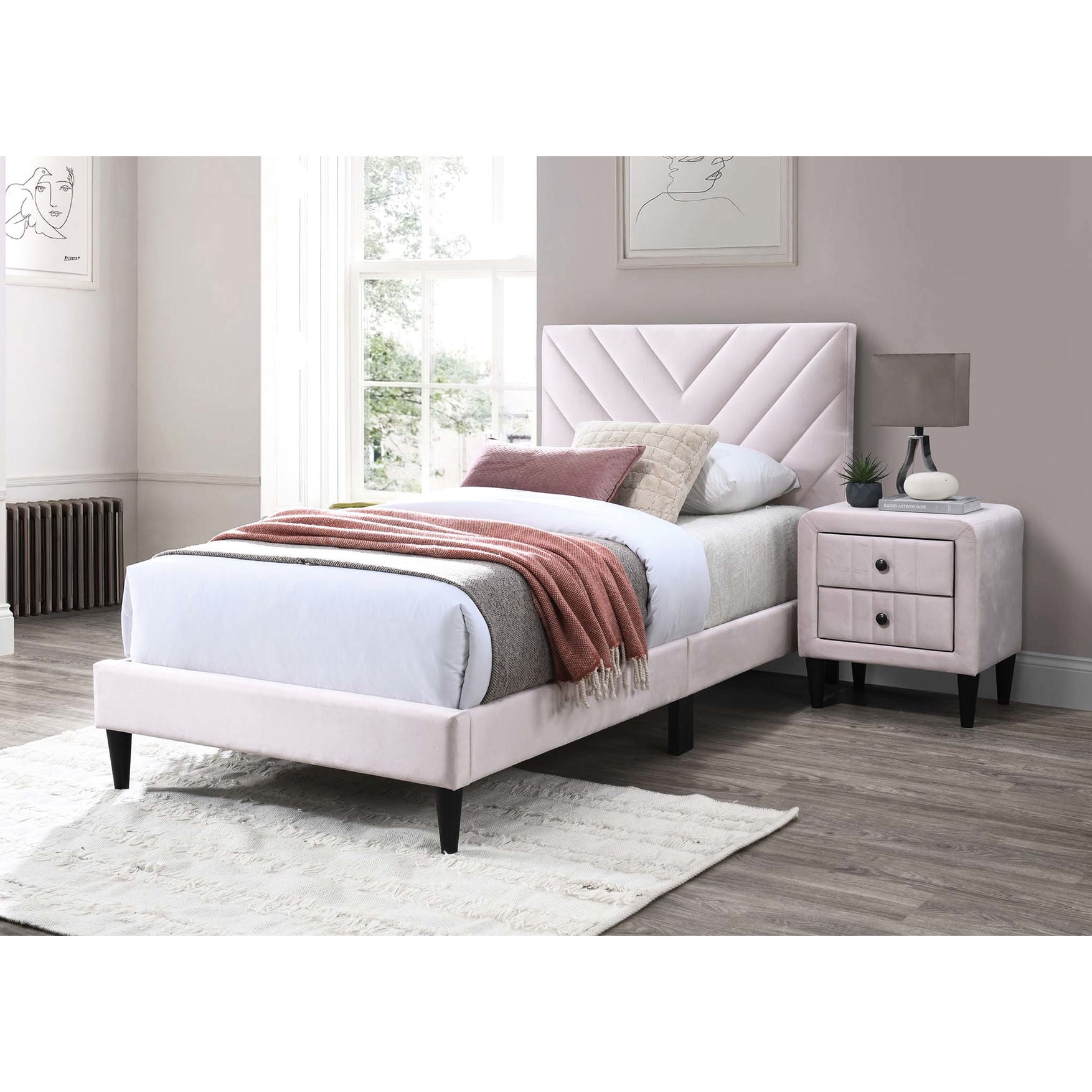 Adjustable Headboard Twin Bed / Modern Design, No Box Spring, Foam ...