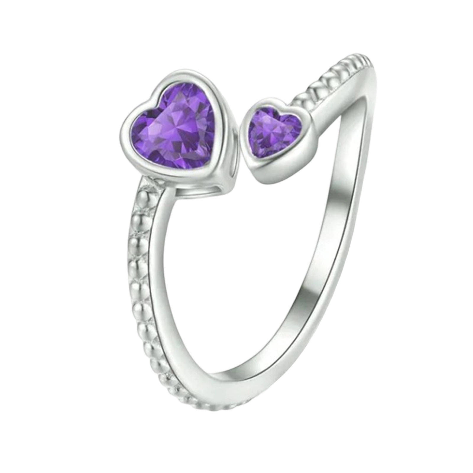 Adjustable Heart Birthstone Ring for Couples | Zodiac Constellation ...