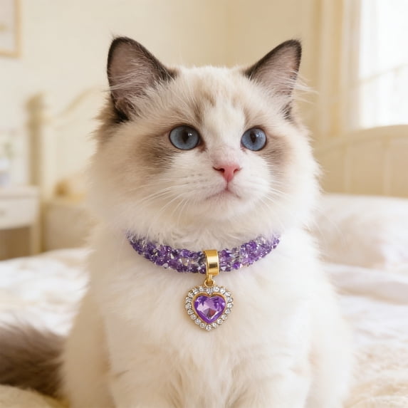 Adjustable Heart Rhinestone Pet Necklace Collar, Crystal Bling Fashion ...