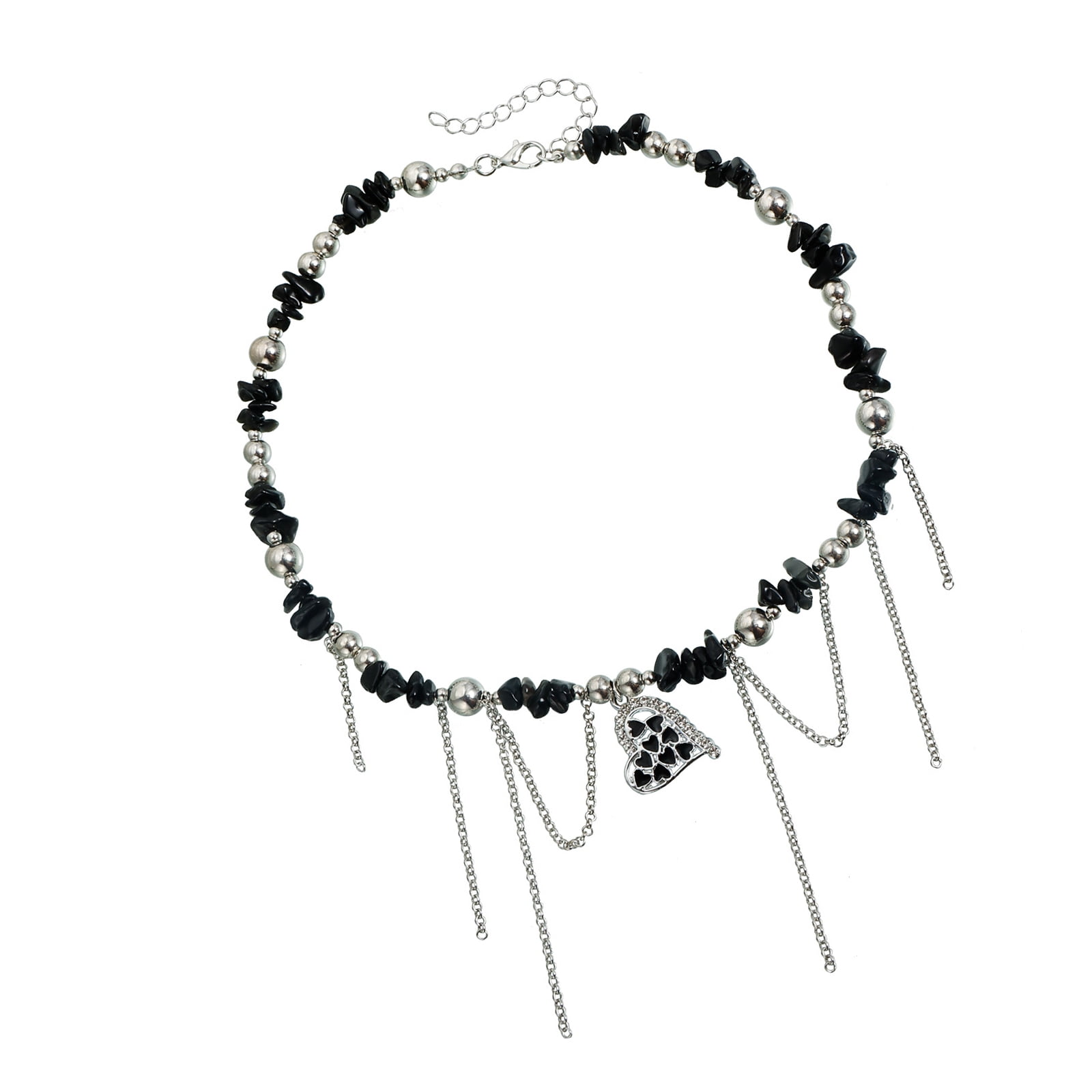 Adjustable Heart Tassels Necklace Elegant Layering Chain Jewelry ...