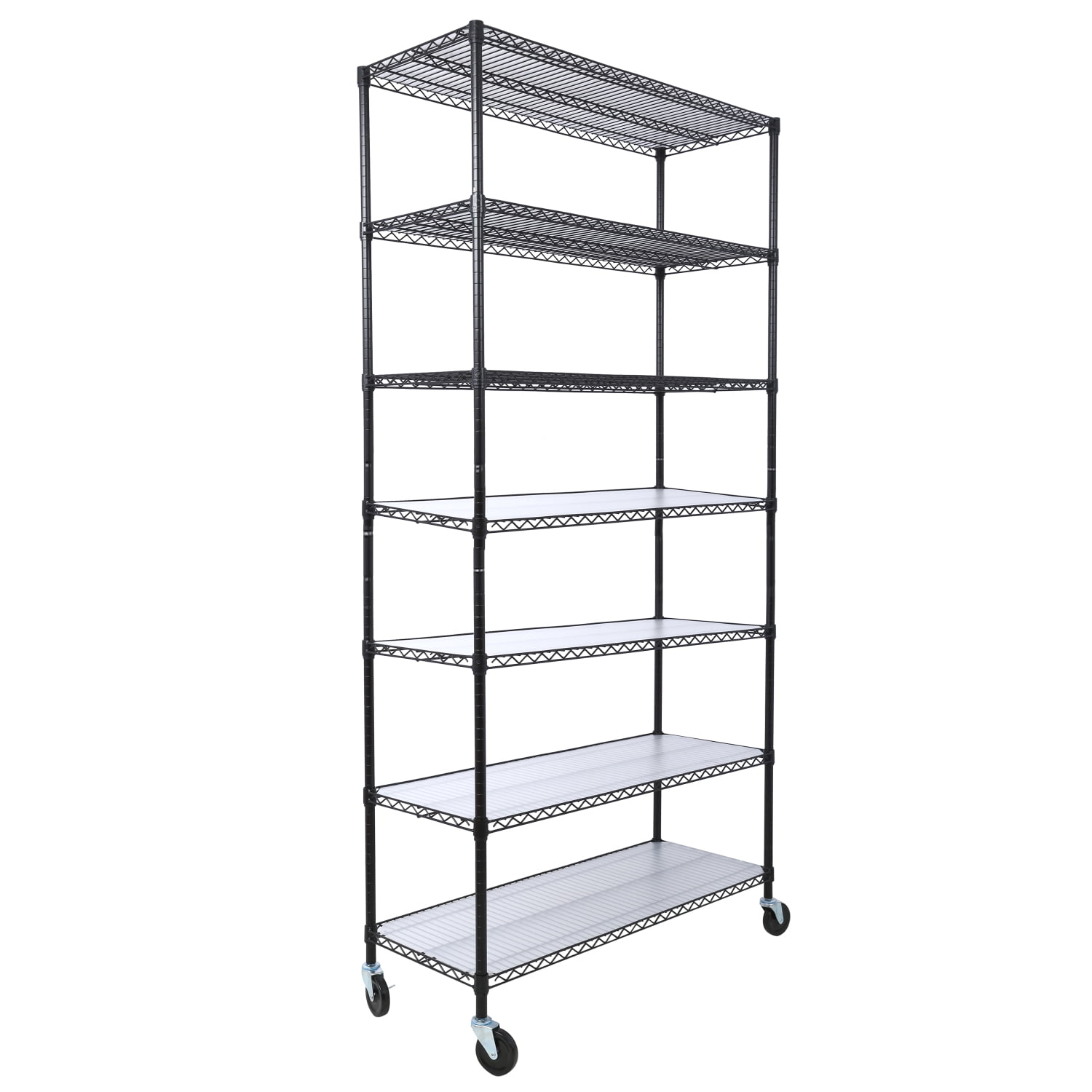 Heavy Duty 2450lbs Capacity 7 Tier Metal Wire Shelving Unit with Wheels ...