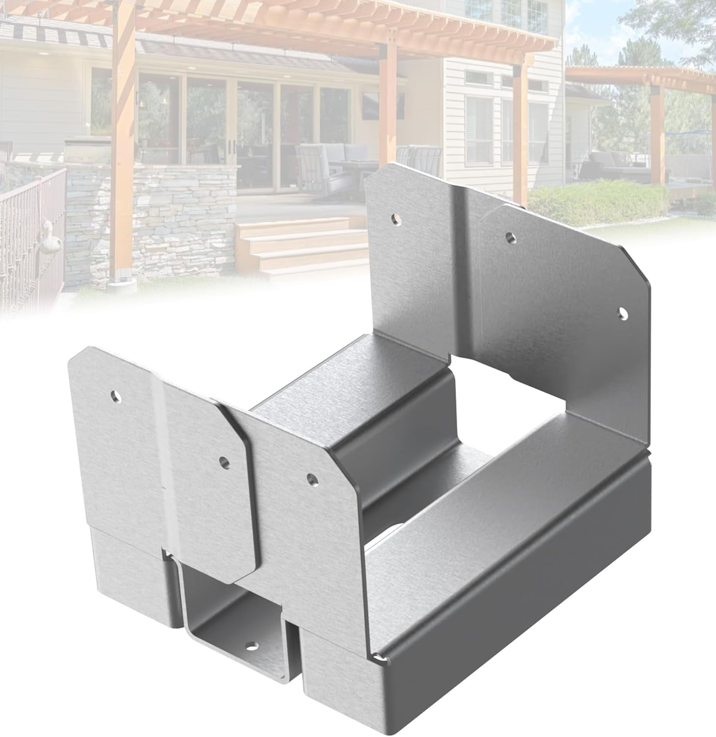 Adjustable Heavy Duty Steel Deck Post Bracket, 4x4 Galvanized Post Base ...