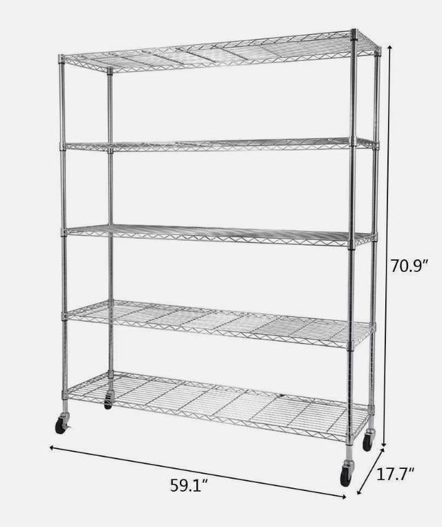 Adjustable Heavy Duty Storage Rolling Wire Rack Shelf with Wheels ...