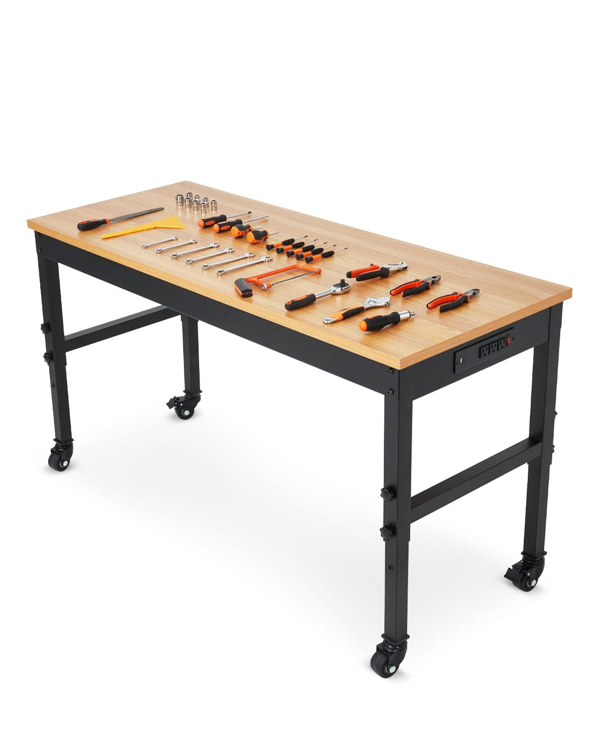 Adjustable Heavy-Duty Workbench with Power Outlets – 48 / 60 / 72 Inch ...