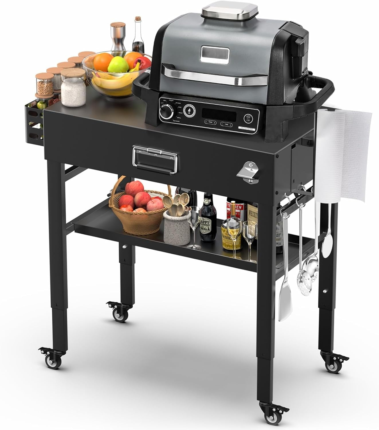 Adjustable Height (28"& 34") Grill Cart for Ninja Woodfire Outdoor ...