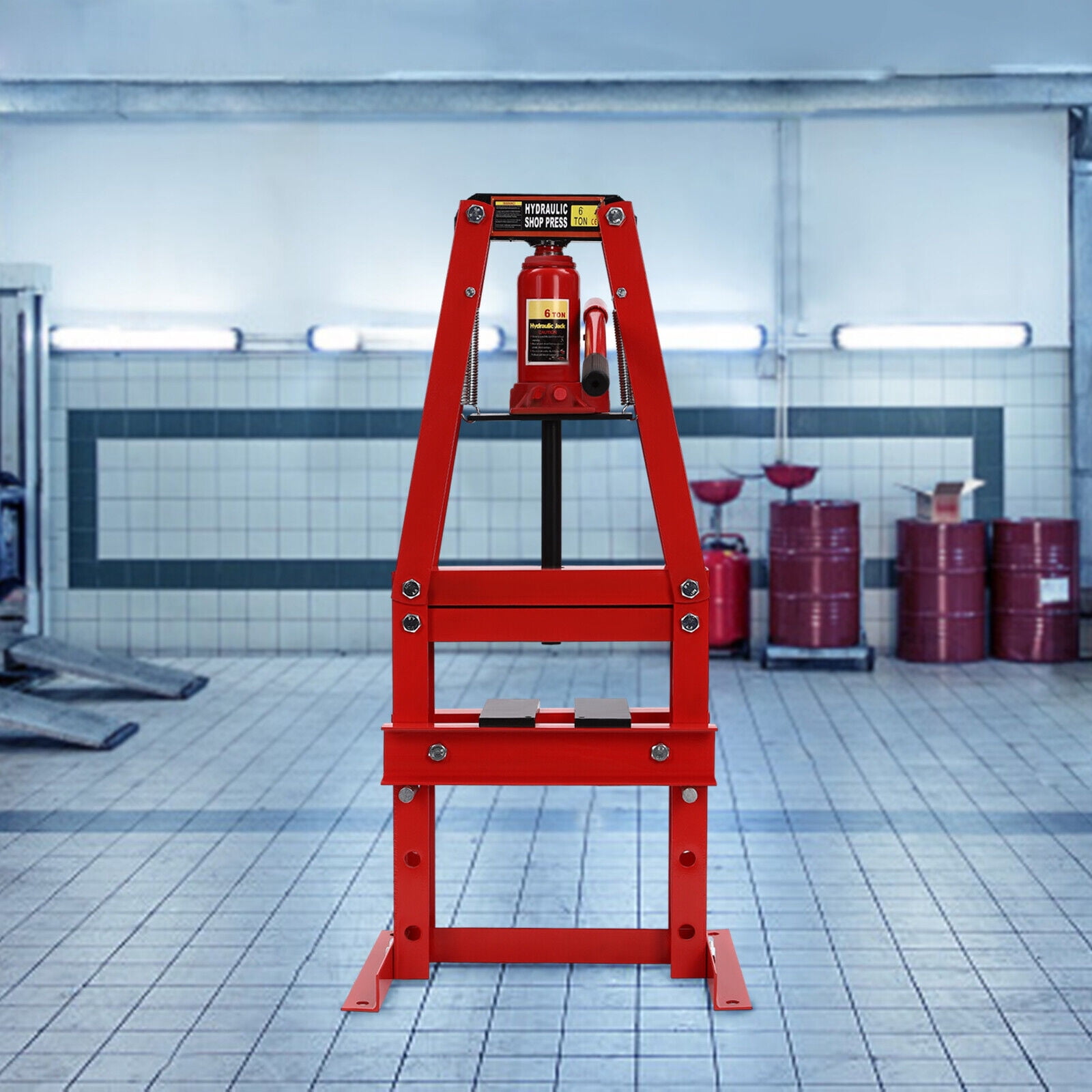 Adjustable Height A-shaped Hydraulic Press, Red 6T Hydraulic Shop Press ...