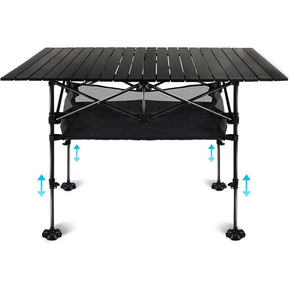 Adjustable Height Aluminum Camping Table Folding Portable Outdoor Table ...