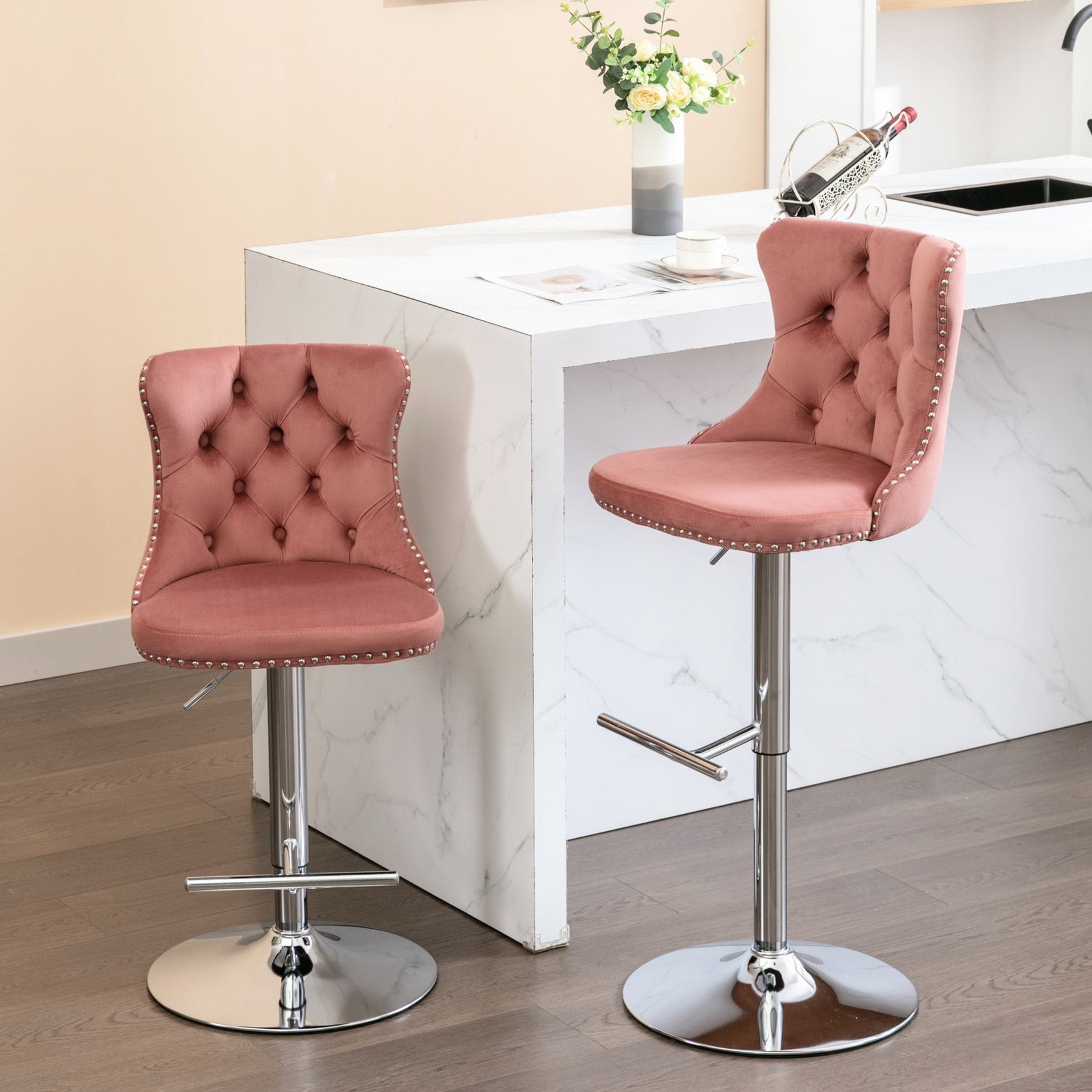 Adjustable Height Bar Stools with Hand - pulled Buttons - Used in ...