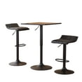 Adjustable Height Bar Table and 2 Swivel Bar Stools Set, Black Square ...