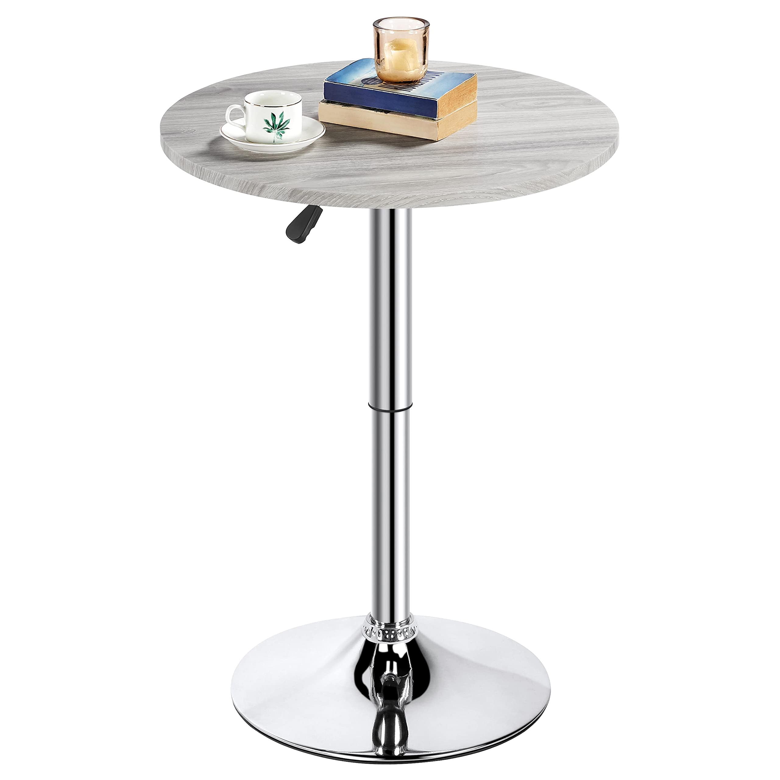360° Rotating Round Pub Table, Height Adjustable Counter Bar Table with ...