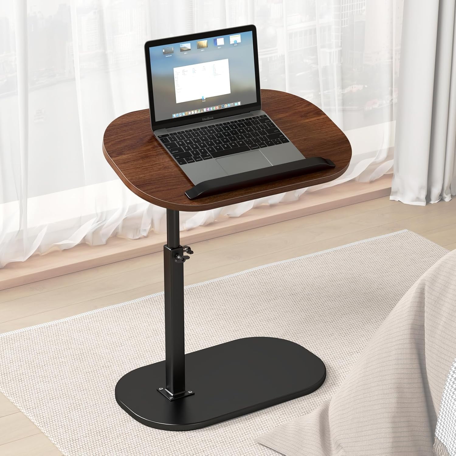 Adjustable Height C Shaped Side Table, 360°Swivel & Flip Top C Shaped ...