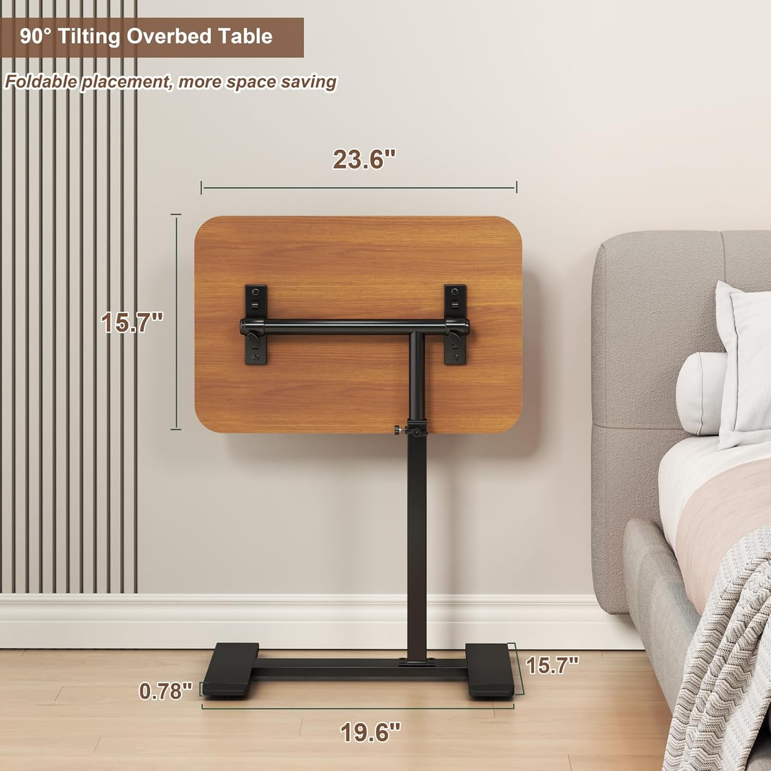 Adjustable Height C Shaped Side Table,360°Swivel Overbed Table,Top ...
