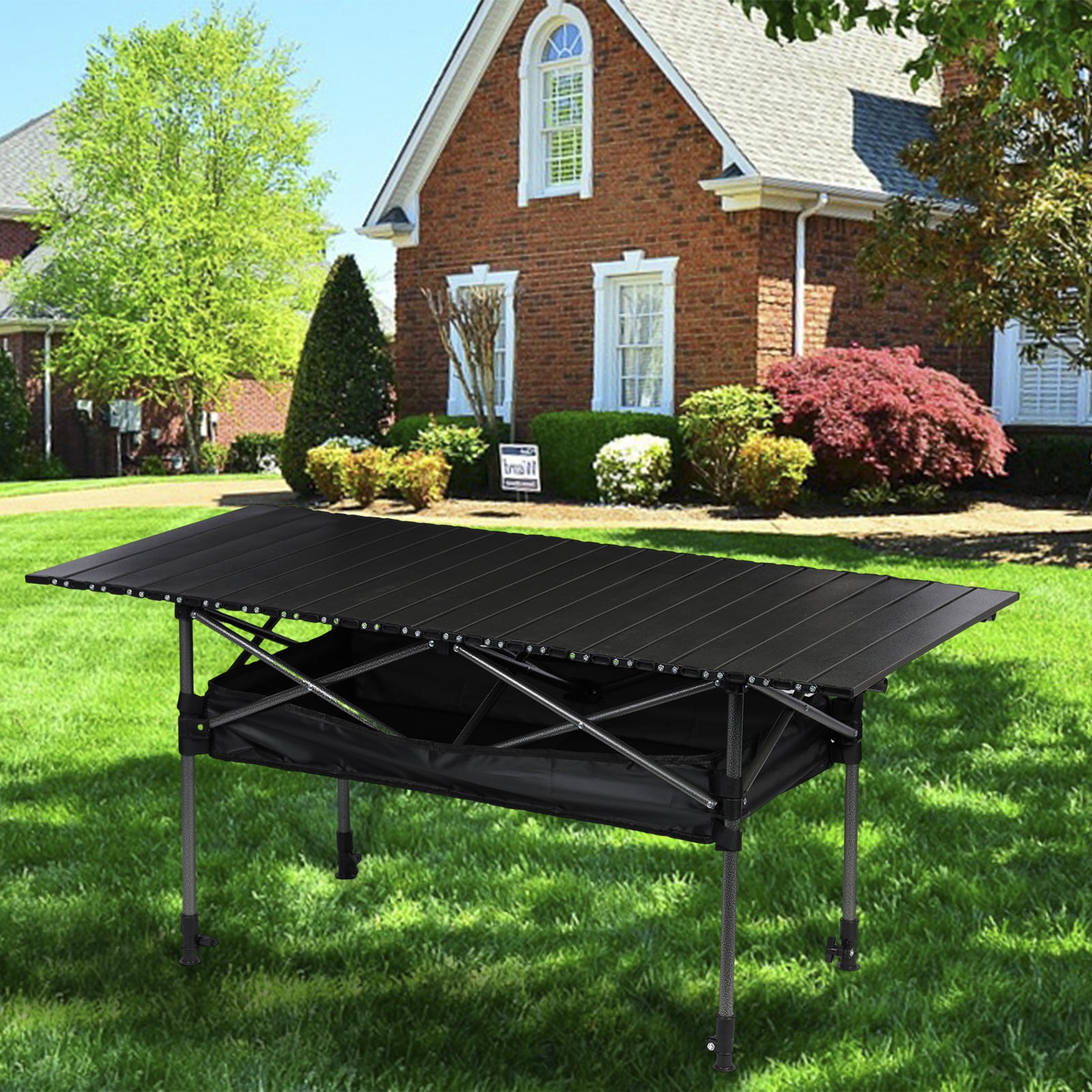 Adjustable Height Camping Table, Folding Portable Outdoor Table with ...