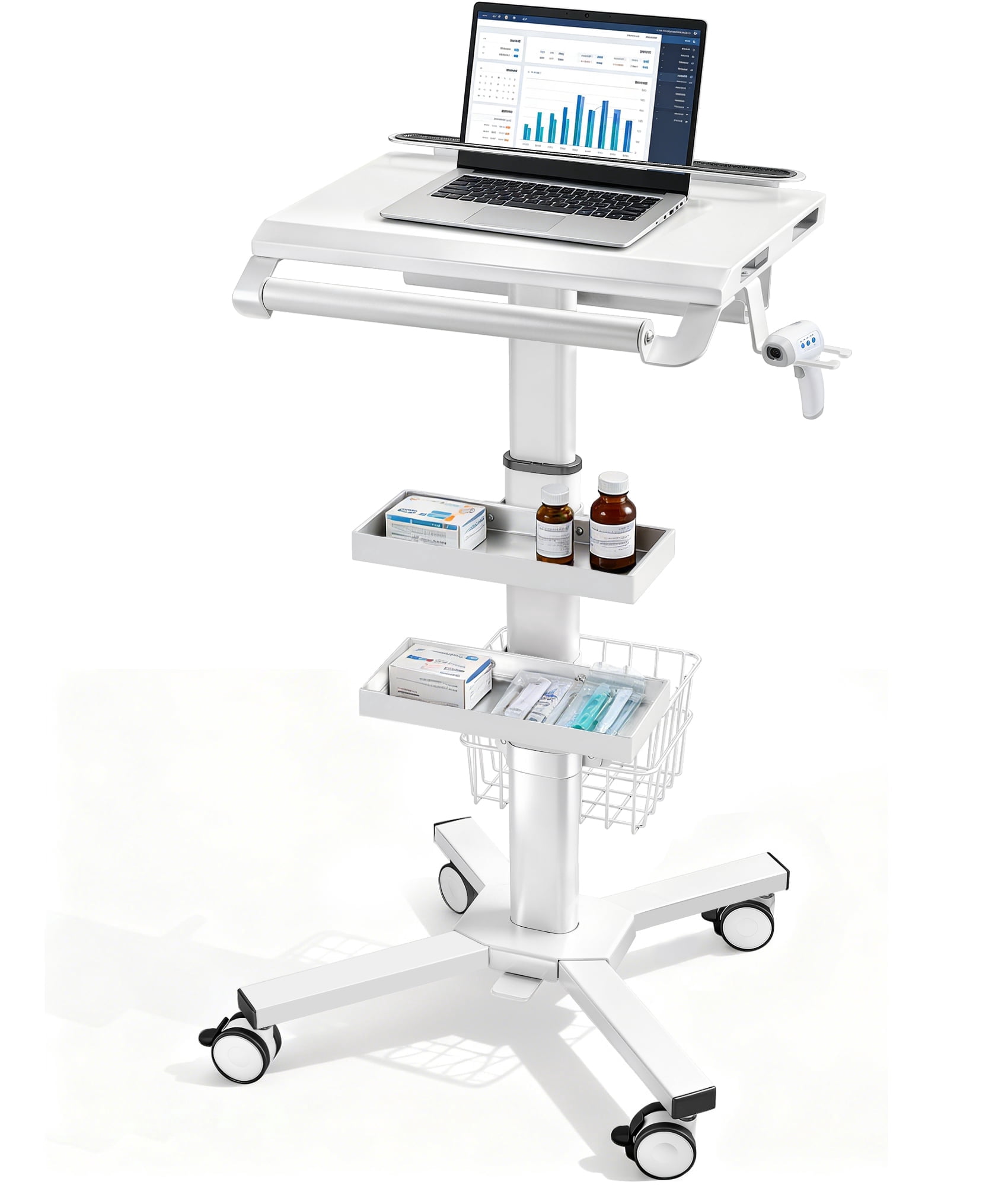 Vakiorn Adjustable Height Cart on Wheels 150 lbs Capacity Steel ABS ...