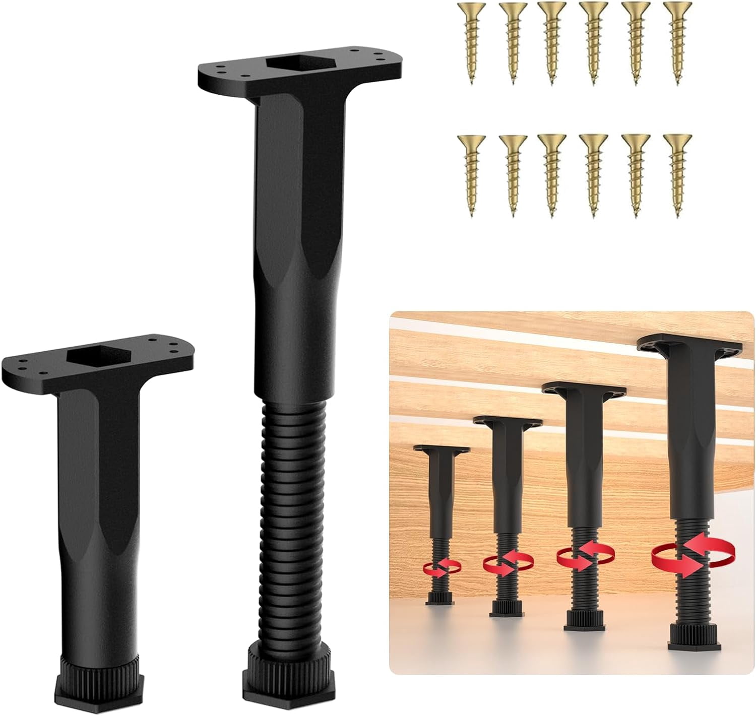Adjustable Height Center Bed Support Leg for Sagging Shelf, Furniture ...