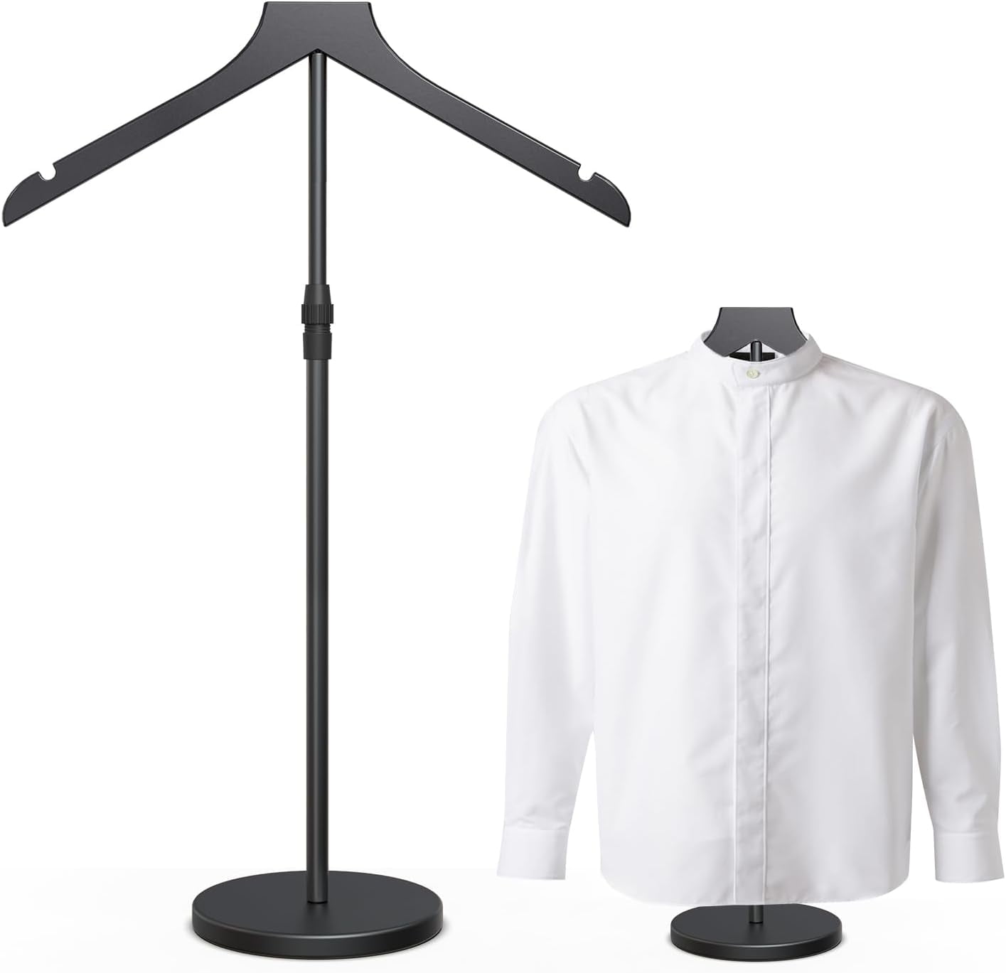 Adjustable Height Clothing Display Rack, Black Metal Garment Stand with ...