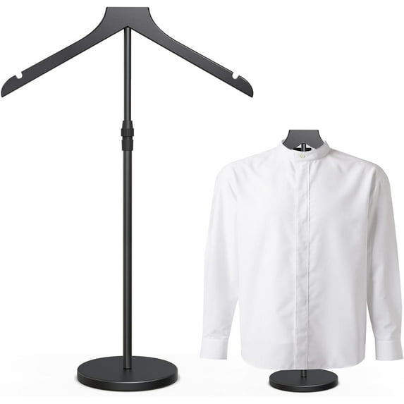 Adjustable Height Clothing Display Rack, Black Metal Garment Stand with ...