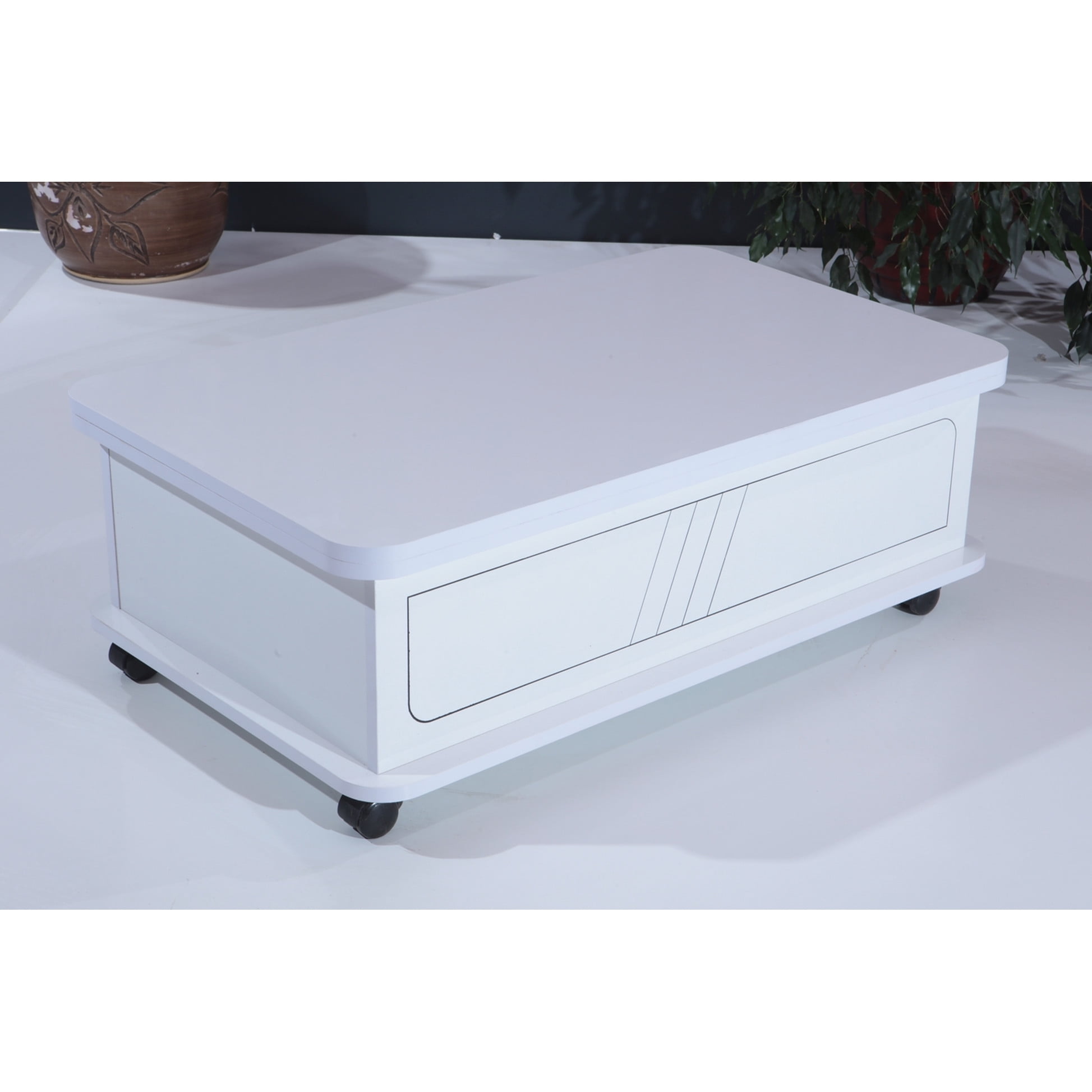 Adjustable Height Coffee Table 1003 White For Living Room, Contemporary ...