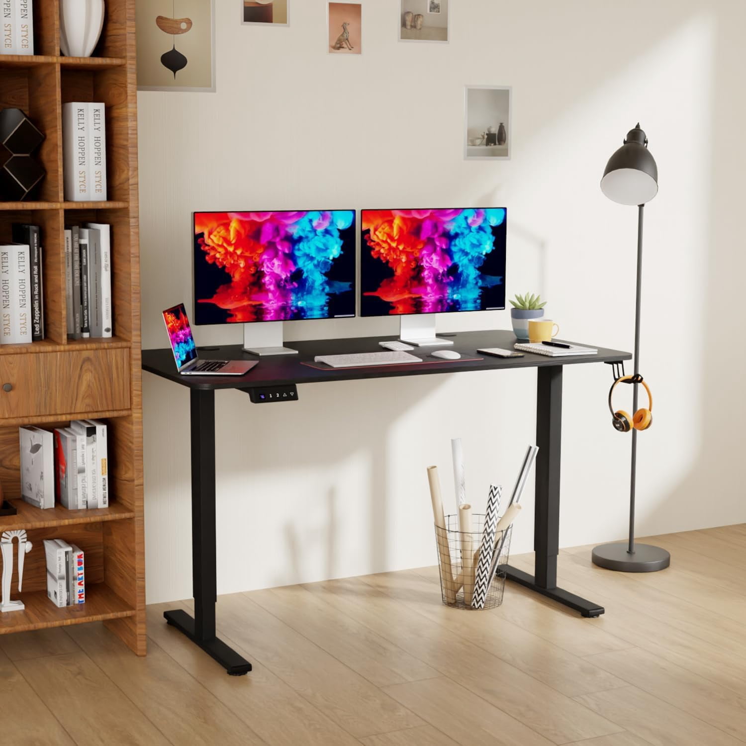Adjustable Height Computer Workstation Electric Lifting Sit Stand Desk ...