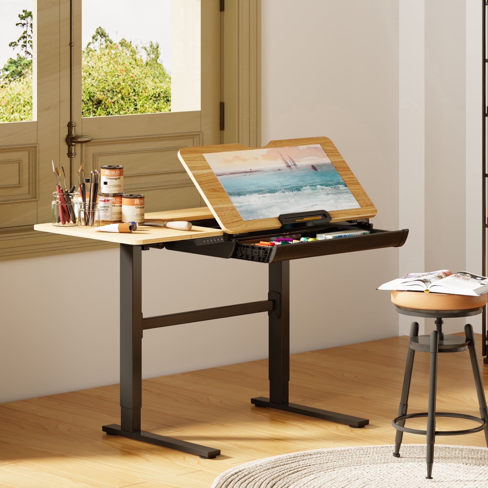 FlexiSpot Electric Standing and Height Adjustable Drafting Table with ...