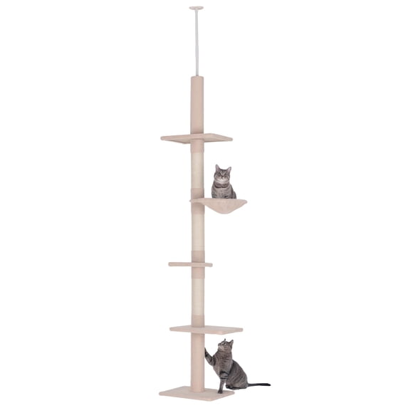 Adjustable Height Floor to Ceiling Cat Tree, 5 - Level Cat Tower with ...