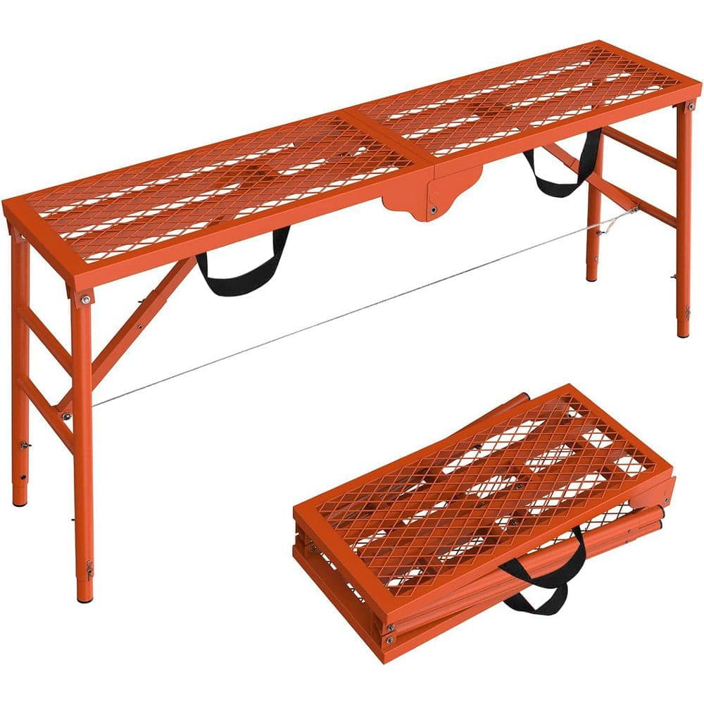 Adjustable Height Folding Scaffolding Platform 57.4'' x 15.7'' Iron ...