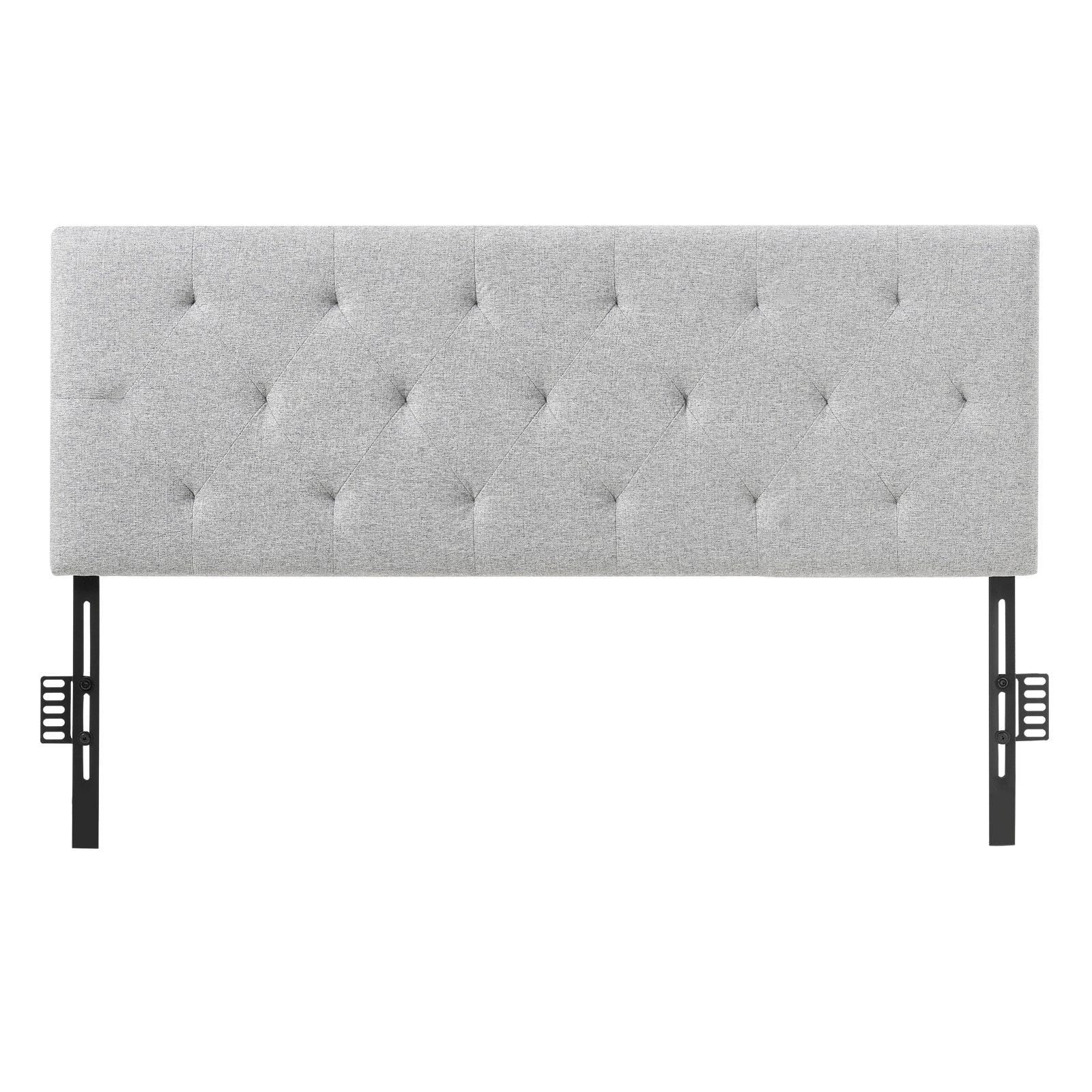 Full Size Adjustable Height Diamond Tufted Headboard Light Grey 56.3 x ...