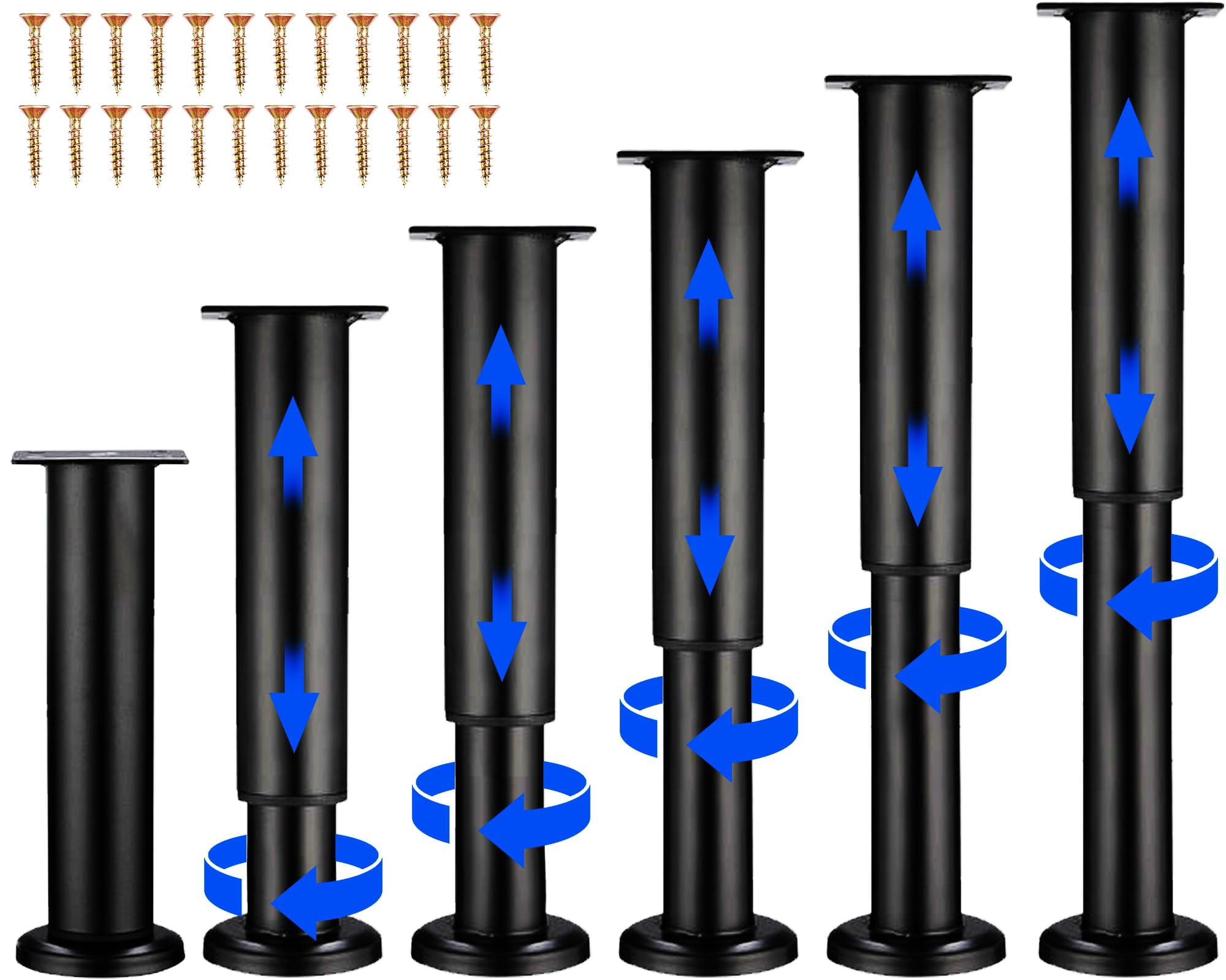 Adjustable Height Furniture Black (6Pcs) 7.08-12.2 Inch for Bed Frame ...