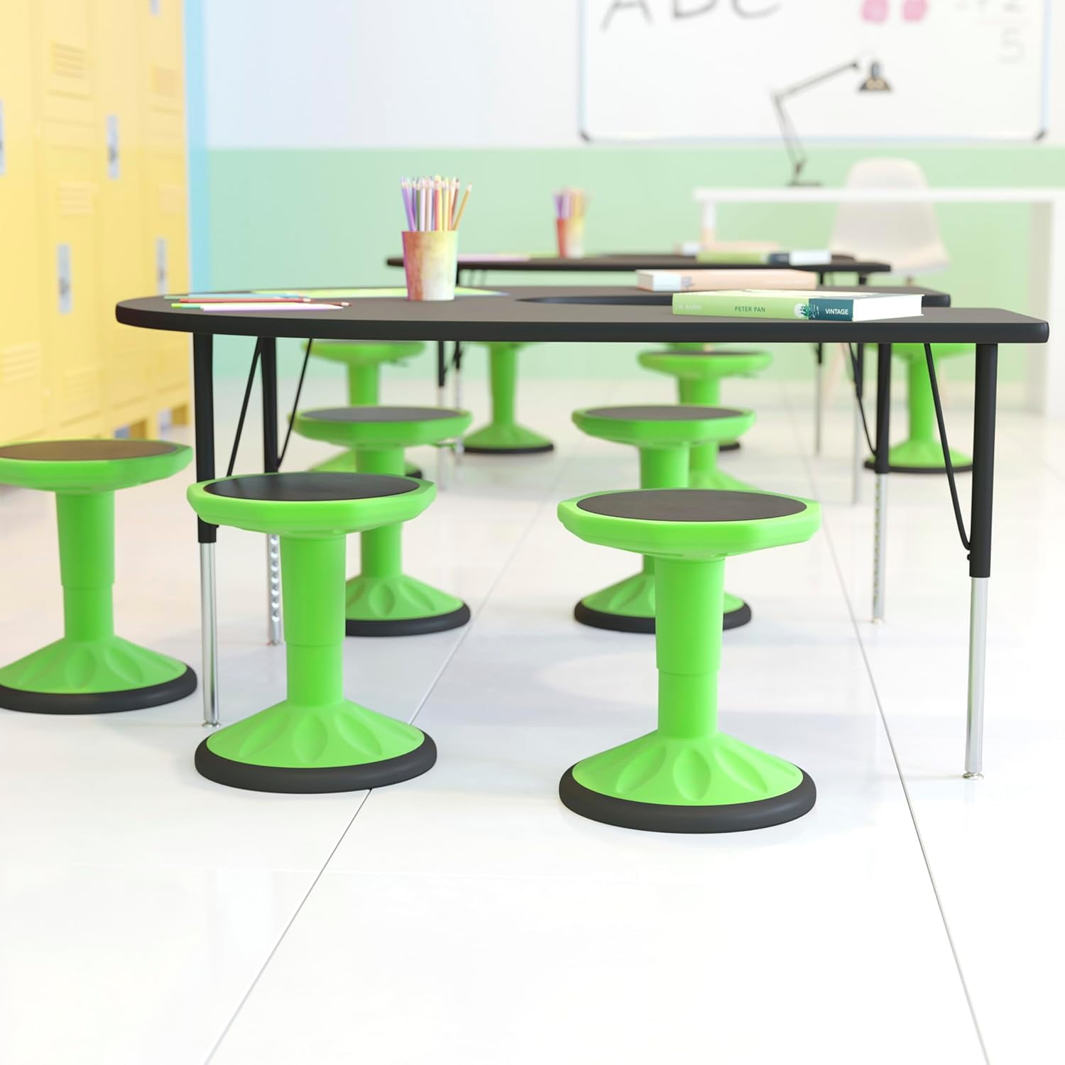 Adjustable Height Kids Active Stool - Flexible Green Stool for ...